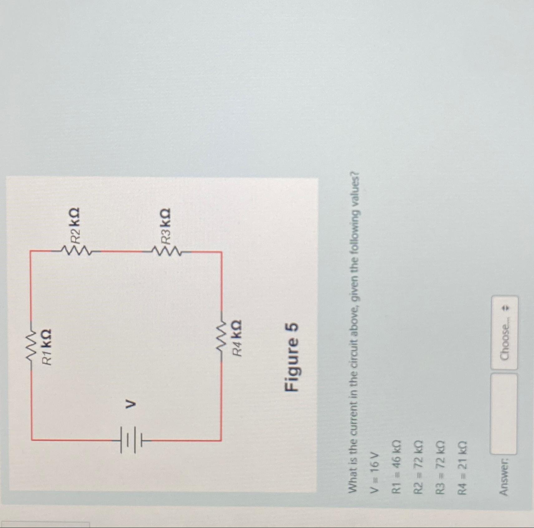 Solved What is the current in the circuit above, given the | Chegg.com