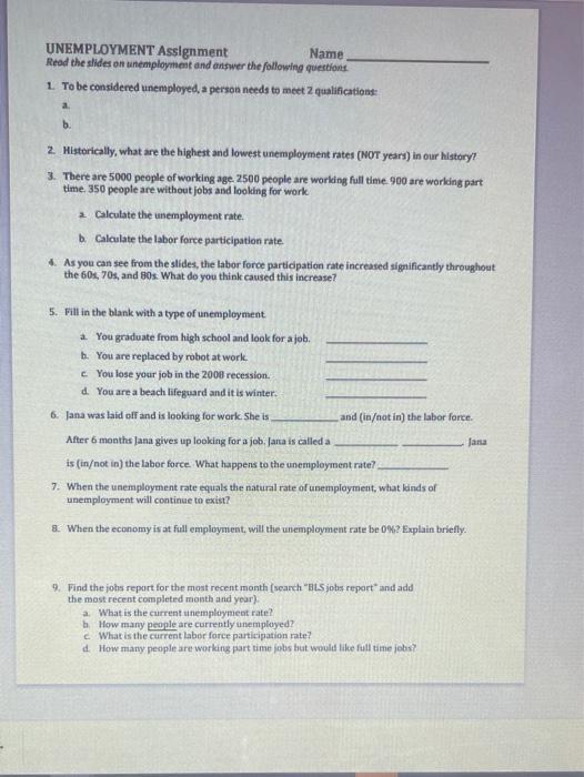 Solved Unit 5 Worksheet Name Real vs. Nominal GDP Total | Chegg.com