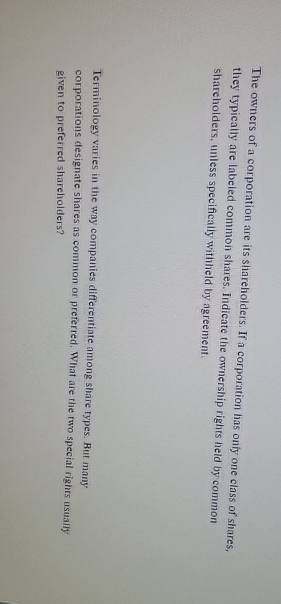 Solved The owners of a corporation are its shareholders. If | Chegg.com