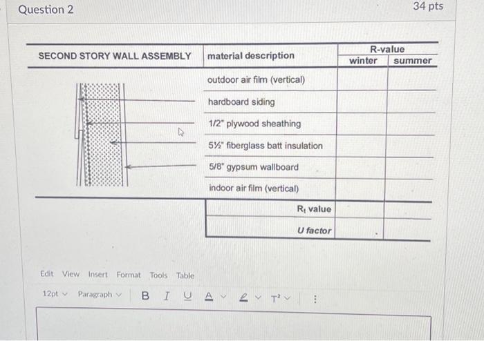 Solved Question 2 34pts Edit View Insert format Tools Table | Chegg.com