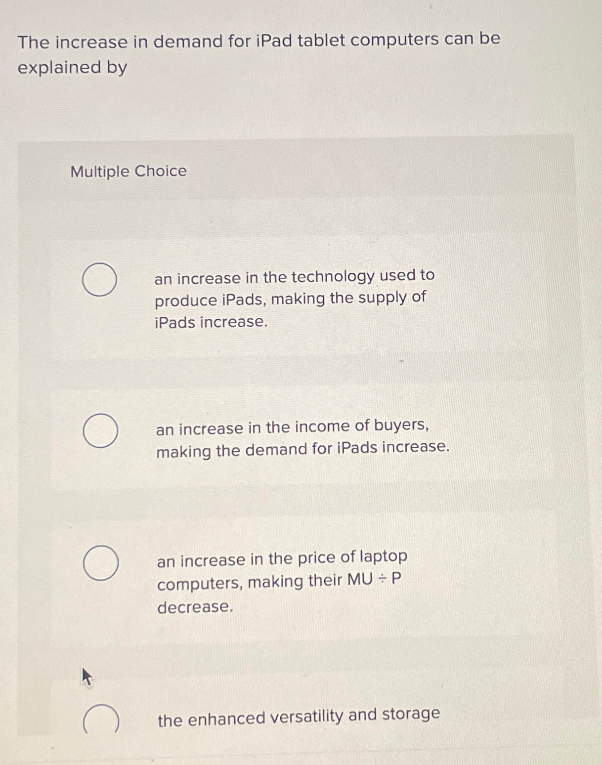 Solved The increase in demand for iPad tablet computers can | Chegg.com