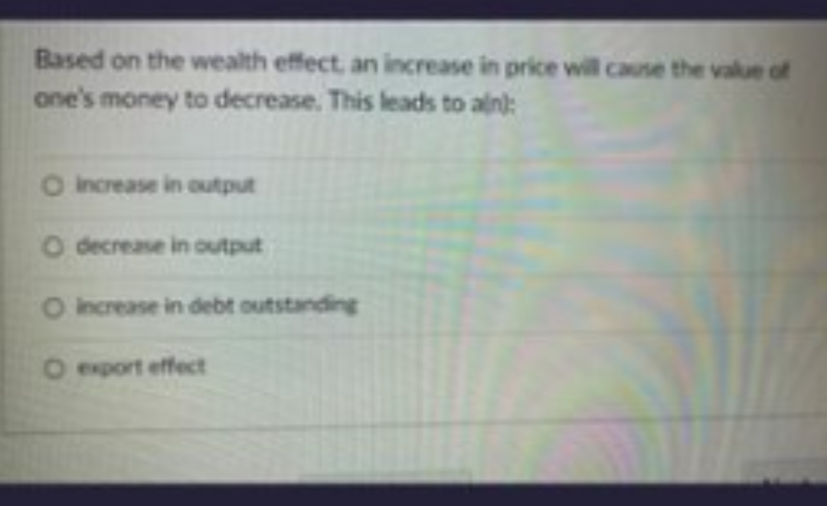 Solved Based on the wealth effect, an increase in price will | Chegg.com