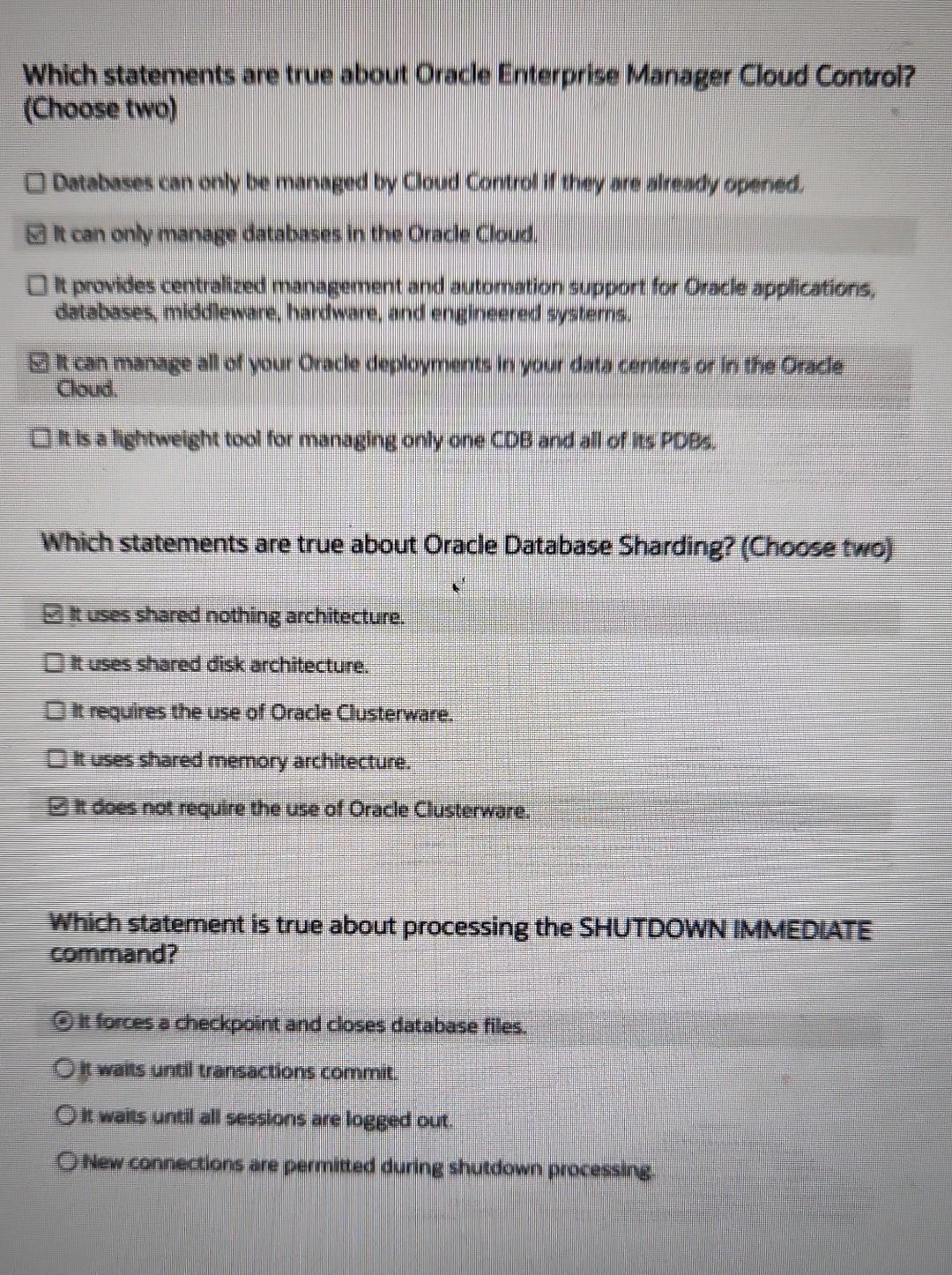 Solved Which Statements Are True About Oracle Enterprise Chegg
