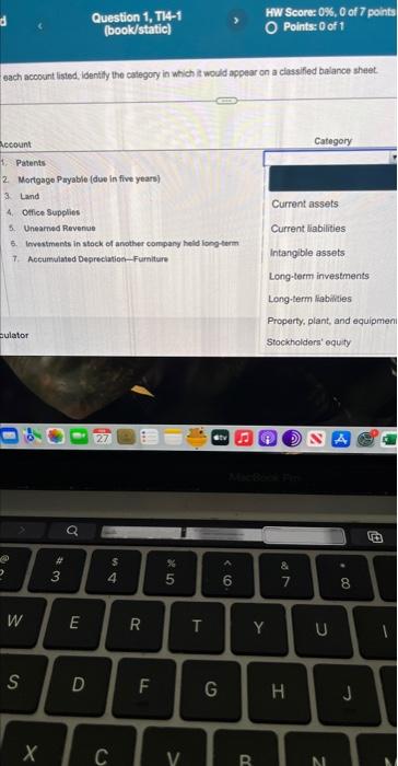 Solved oach account listed. ldentify the calegory in which | Chegg.com