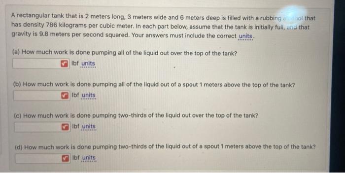 Solved A rectangular tank that is 2 meters long, 3 meters | Chegg.com