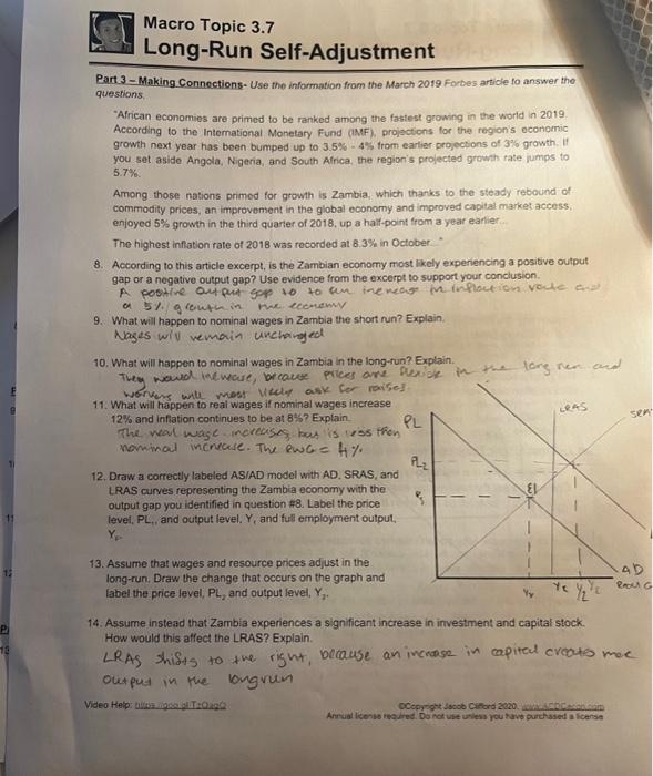 Long-Run Self-Adjustment Part 3-Making Connections- | Chegg.com