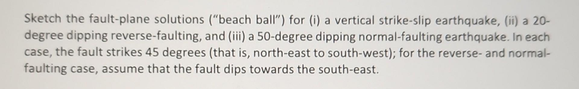 Solved Sketch the fault-plane solutions ("beach ball") for | Chegg.com
