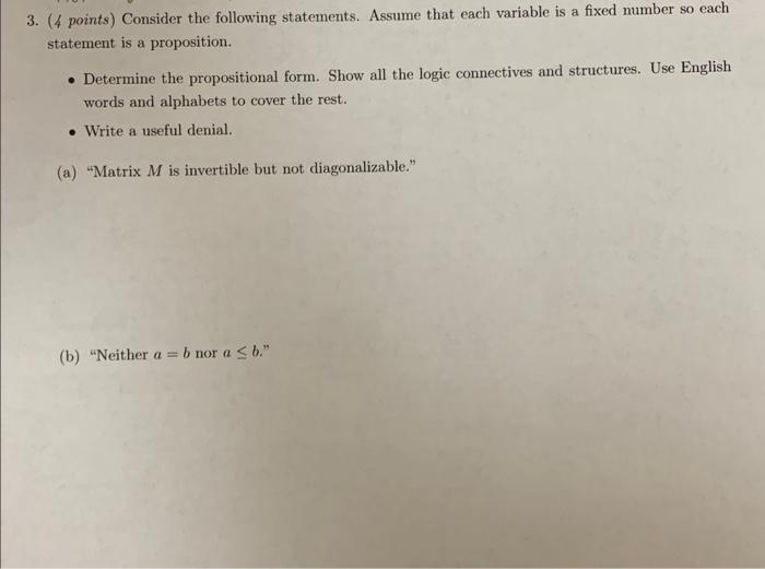 Solved statement is a proposition. - Determine the | Chegg.com