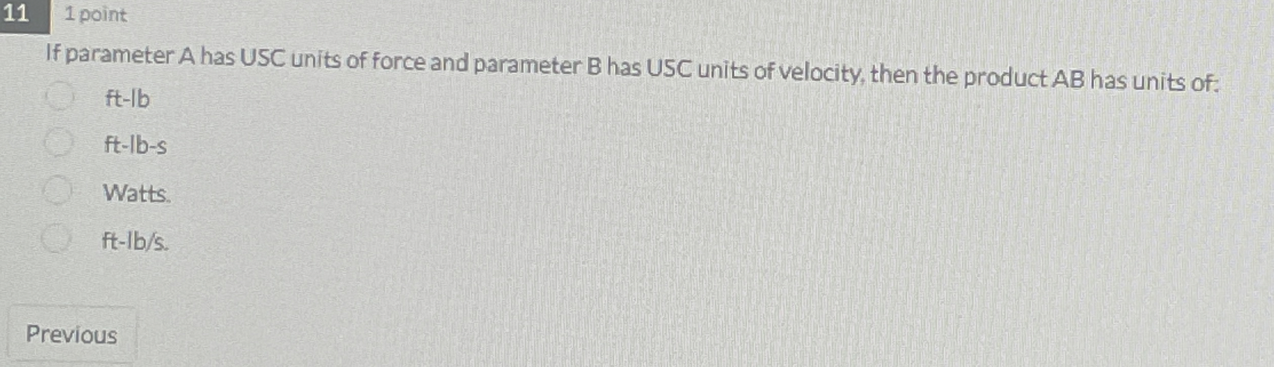 Solved 111 ﻿pointIf parameter A has USC units of force and | Chegg.com