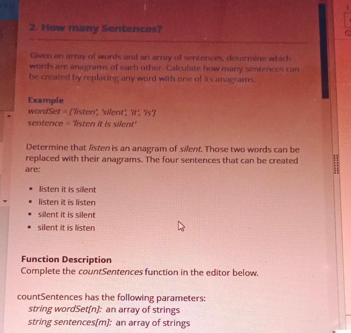 Solved sentence = 'Iisten it is silent" Determine that | Chegg.com