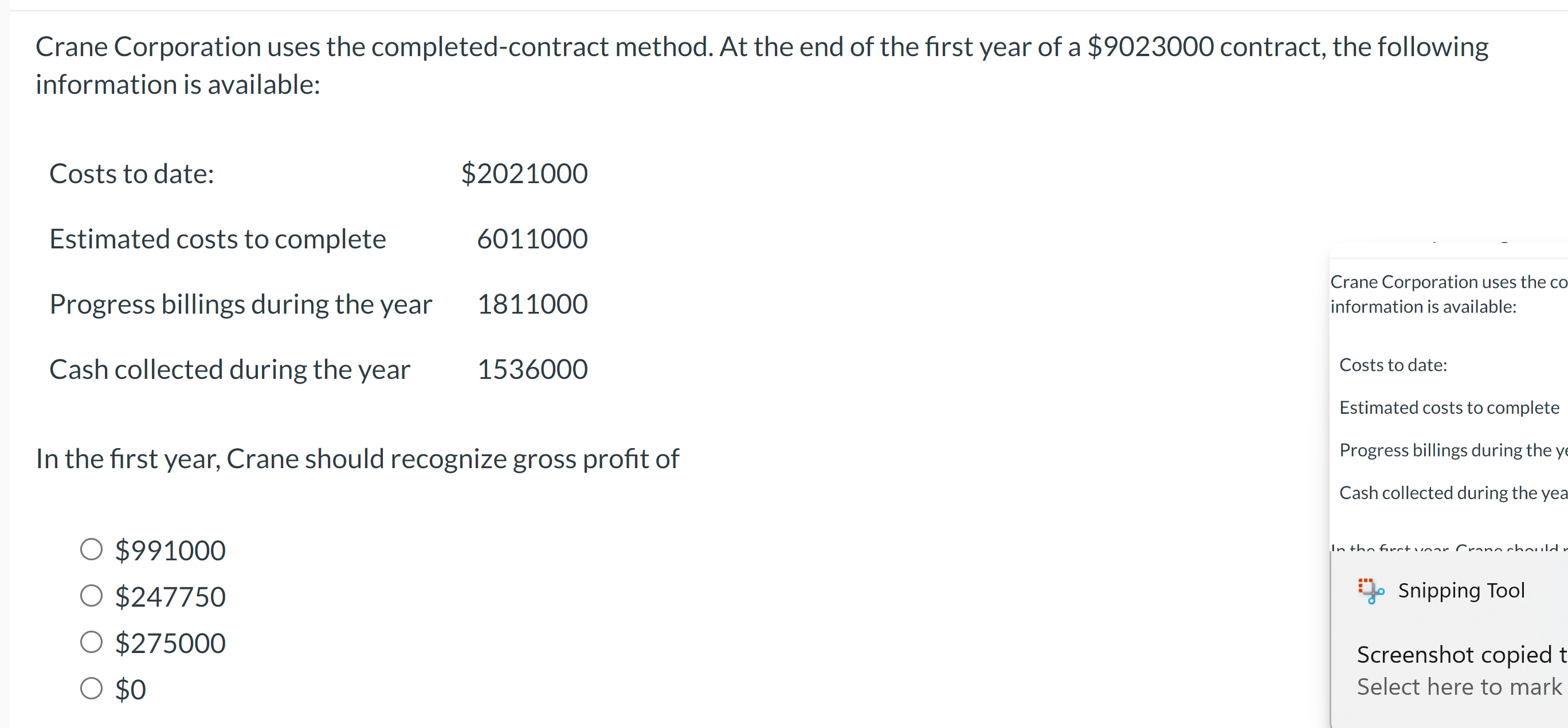 Solved Crane Corporation uses the completed-contract method. | Chegg.com