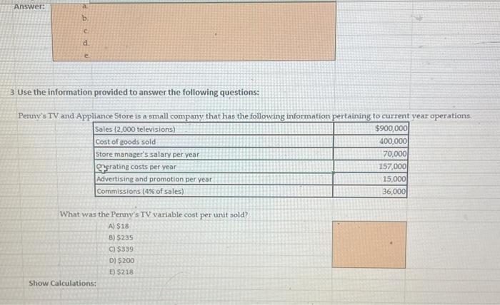 2 Write A Linear Cost Function Equation For Each Of