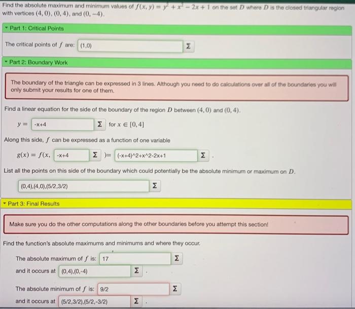 Solved Find the absolute maximum and minimum values of | Chegg.com