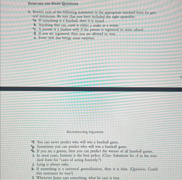 1. Rewrite each of the following statements in the | Chegg.com