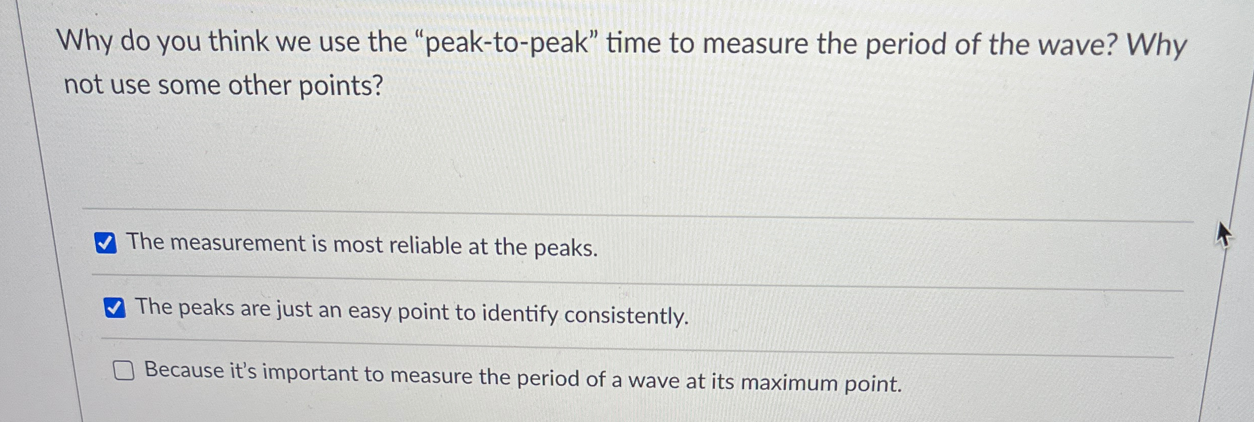 Solved Why do you think we use the "peak-to-peak" time to | Chegg.com