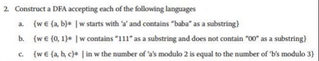 Construct a DFA accepting each of the following | Chegg.com