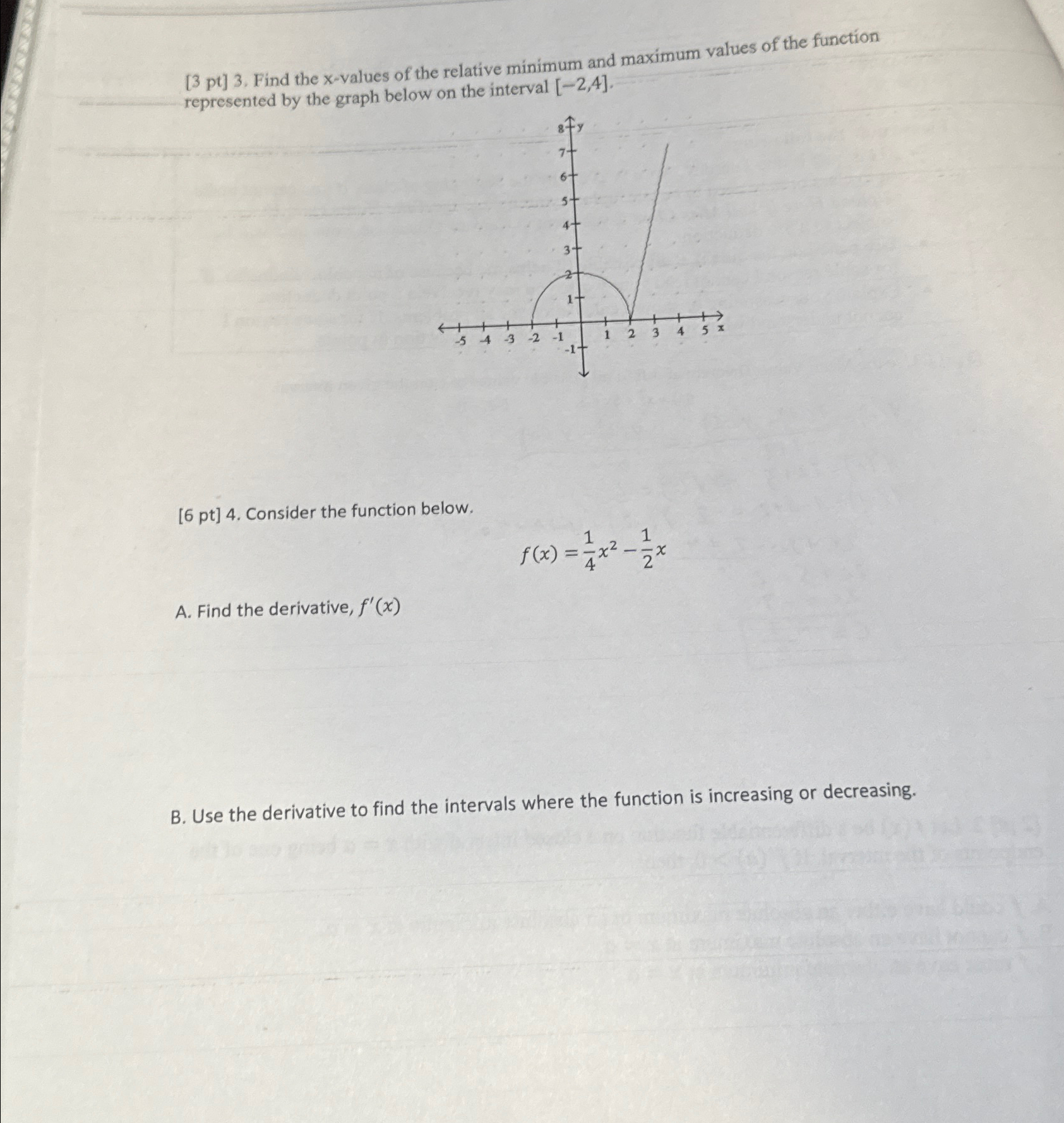 Solved [3 ﻿pt] 3. ﻿Find the x-values of the relative minimum | Chegg.com