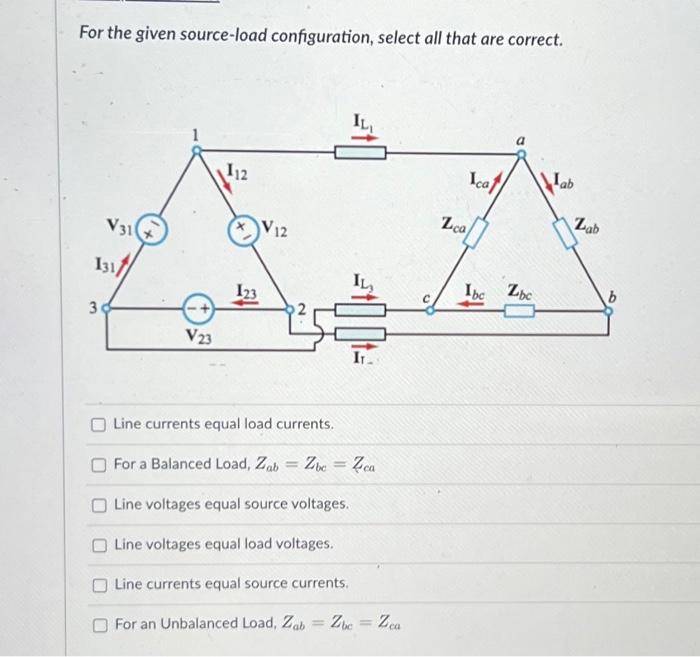Solved For the given source-load configuration, select all | Chegg.com