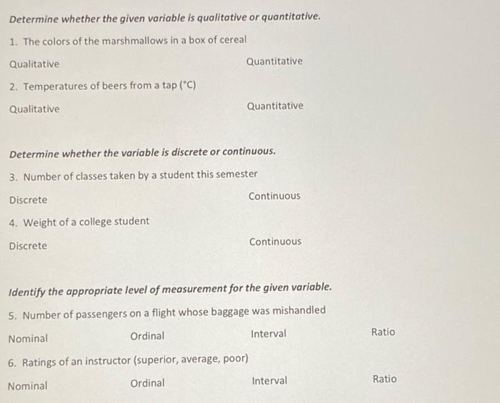 Solved Determine whether the given variable is qualitative | Chegg.com