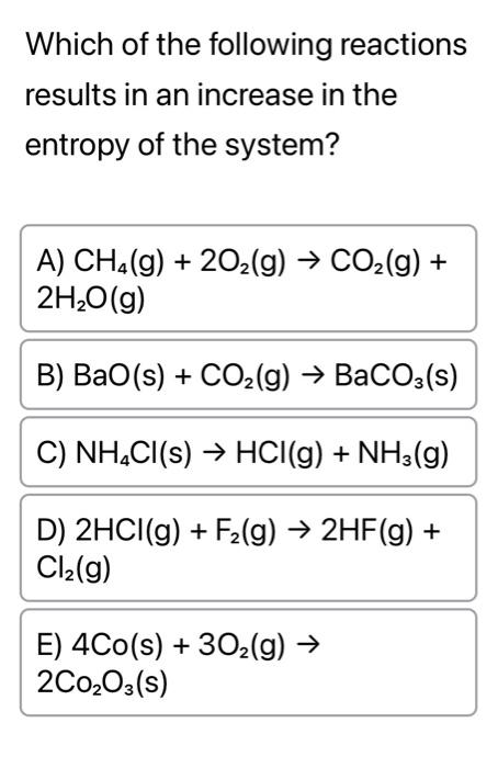 Solved Which of the following reactions results in an | Chegg.com