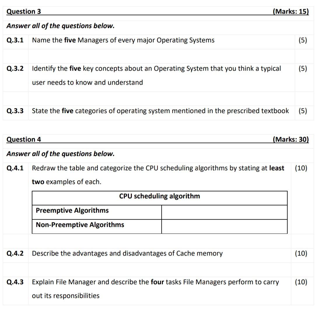 Solved 4.1 Redraw the table and categorize the CPU | Chegg.com
