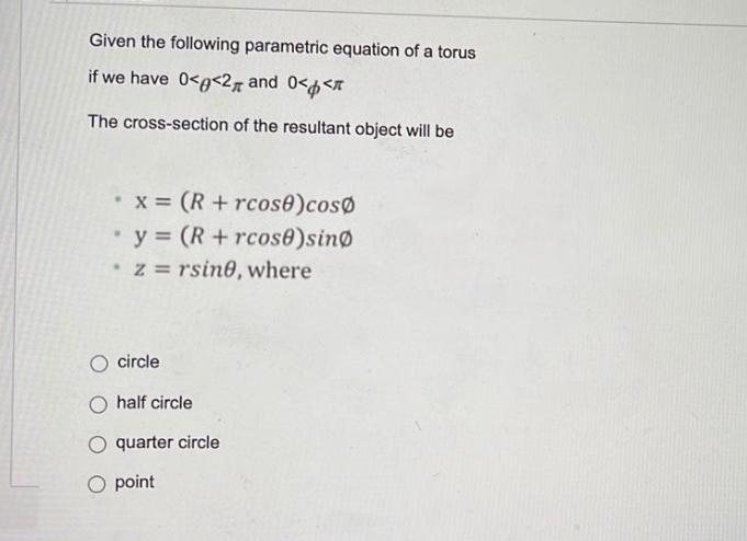 Solved Given the following parametric equation of a torus if | Chegg.com