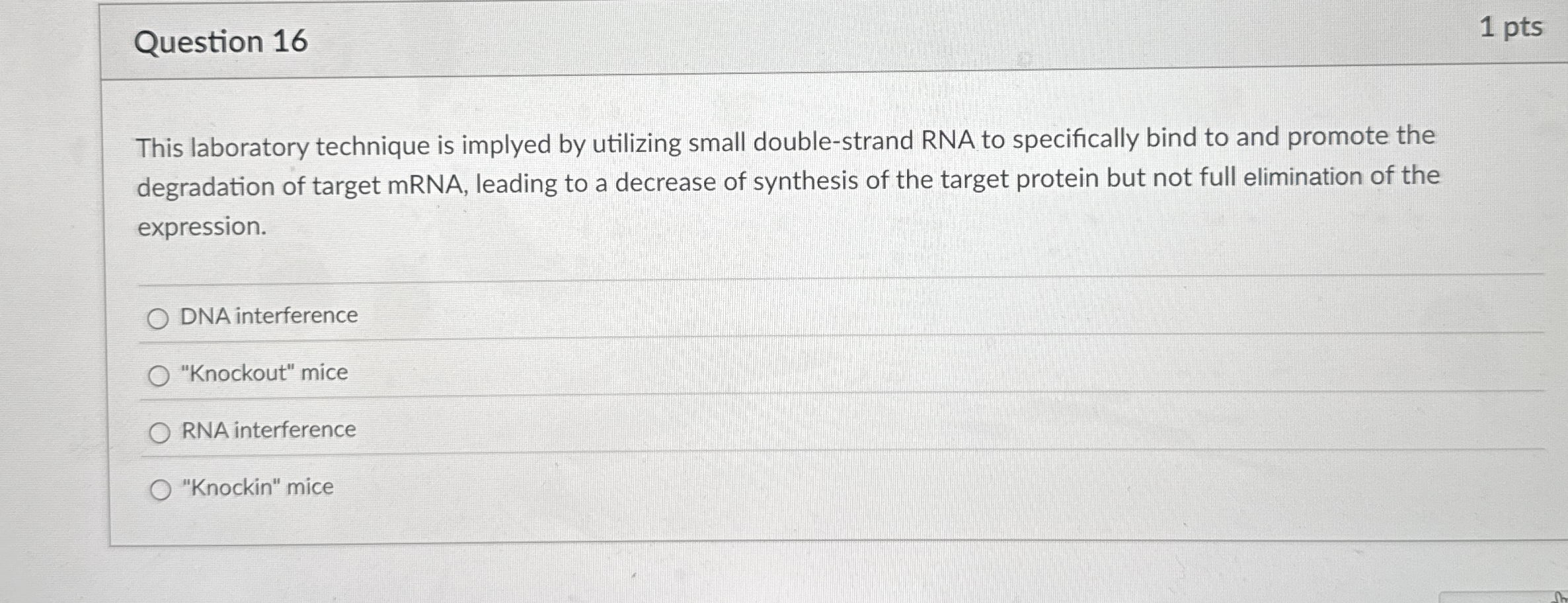 Solved Question 161 ﻿ptsThis laboratory technique is implyed | Chegg.com