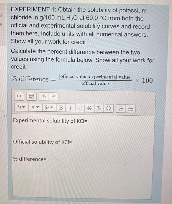 Solved EXPERIMENT 1: Record your results for the four | Chegg.com
