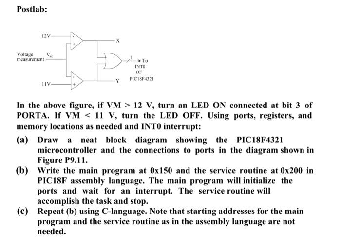 Solved Postlab: 12V X Voltage measurement To INTO OF | Chegg.com