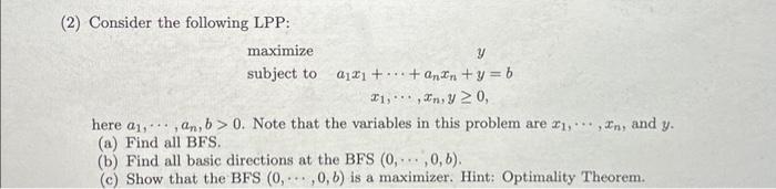 Solved (2) Consider the following LPP: maximize subject to Y | Chegg.com
