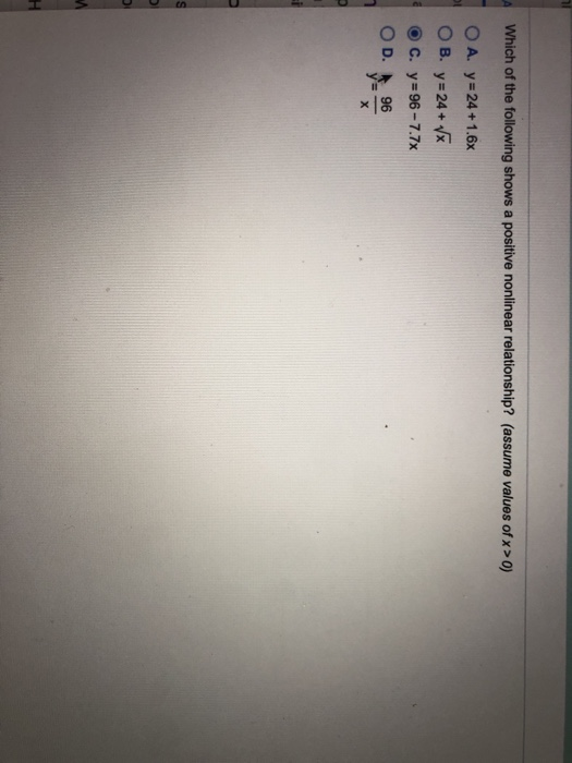 Solved Which of the following shows a positive nonlinear | Chegg.com