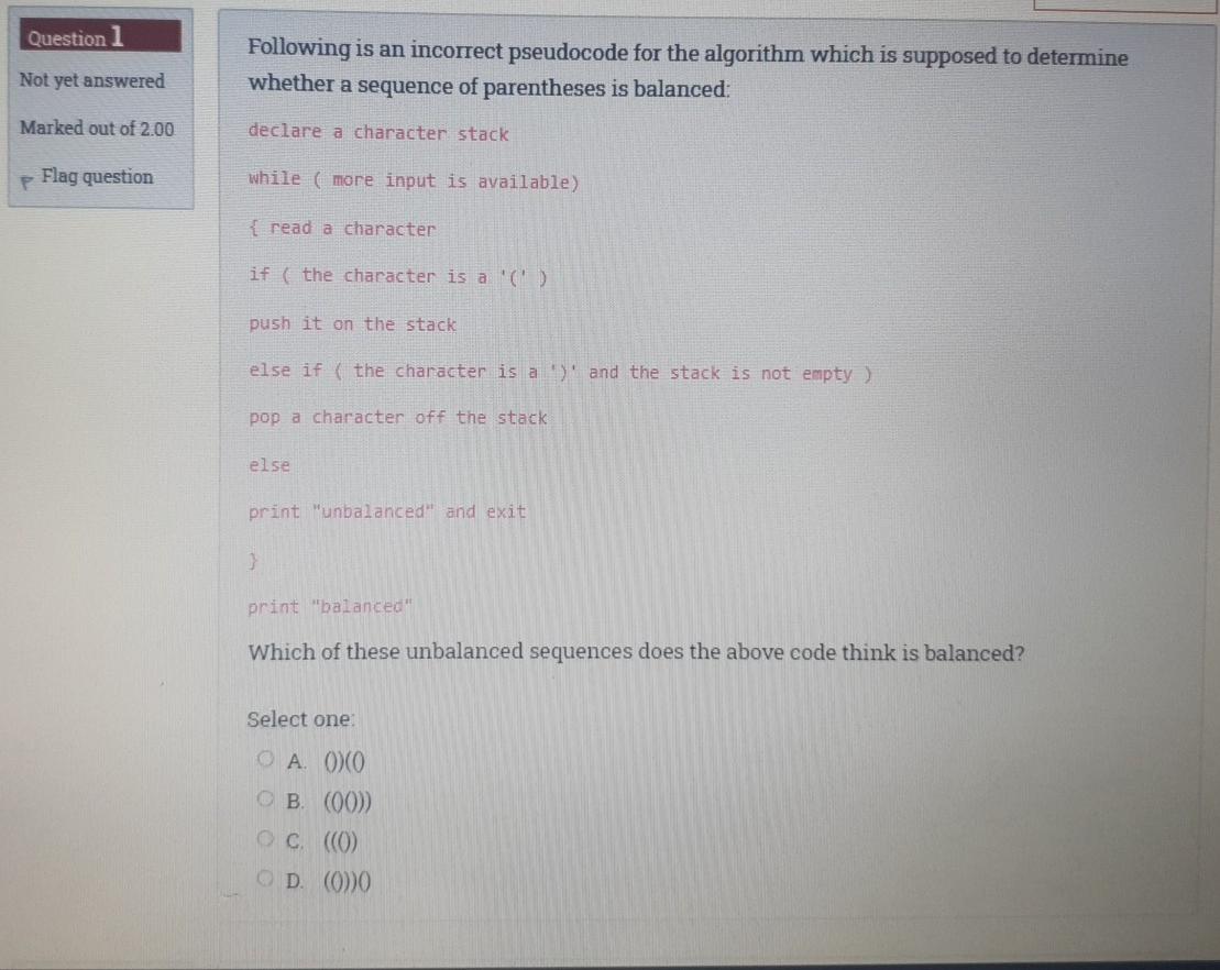 Solved Question 1 Following is an incorrect pseudocode for | Chegg.com