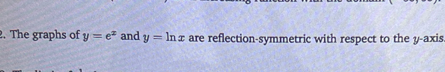 Solved The graphs of y=ex ﻿and y=lnx ﻿are | Chegg.com