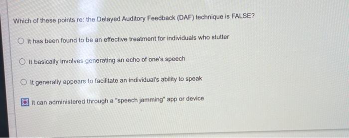 Solved Which of these points re: the Delayed Auditory | Chegg.com