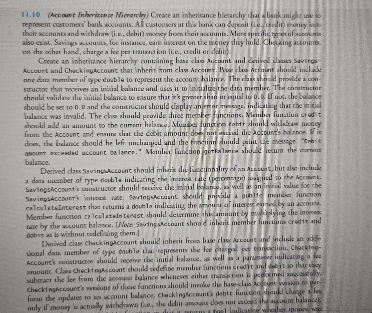 Solved 11.10 (Account Inheritance Hierarclry) Create an | Chegg.com
