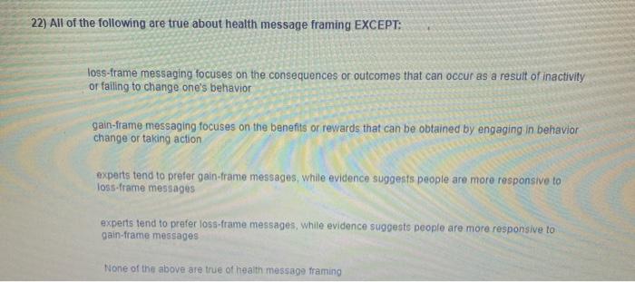 Solved 22) All of the following are true about health | Chegg.com