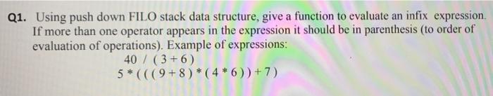Solved 21. Using push down FILO stack data structure, give a | Chegg.com