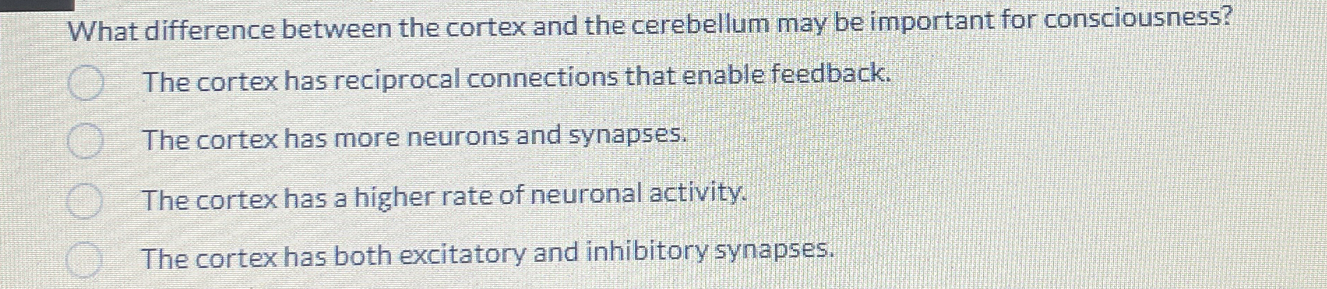 Solved What difference between the cortex and the cerebellum | Chegg.com