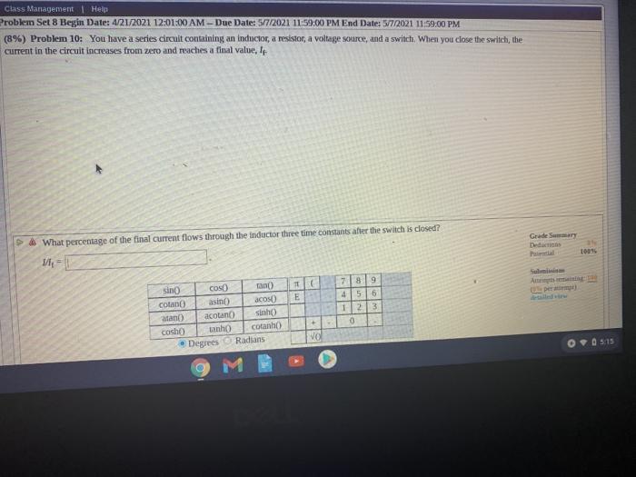 Solved Class Management | Help Problem Set 8 Begin Date: | Chegg.com