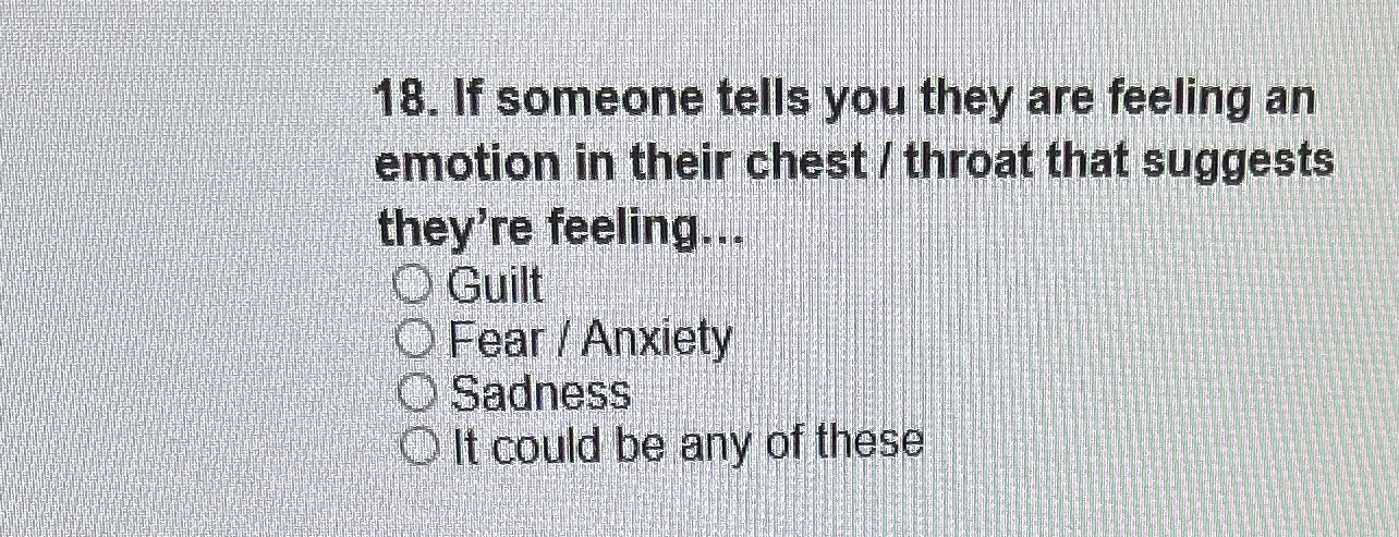 Solved If someone tells you they are feeling an emotion in | Chegg.com