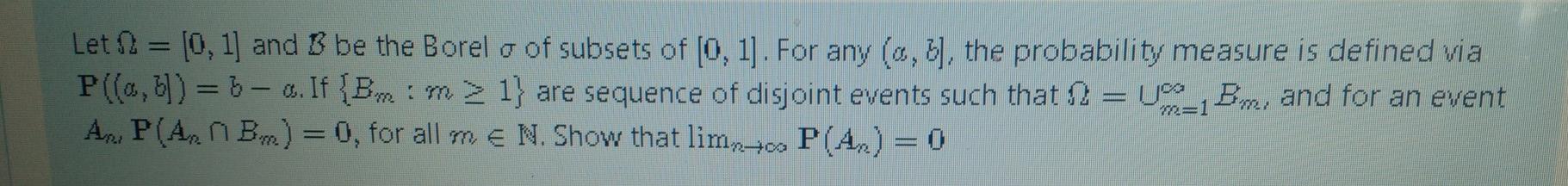 Solved Let A = [0, 1] and B be the Borel o of subsets of [0, | Chegg.com
