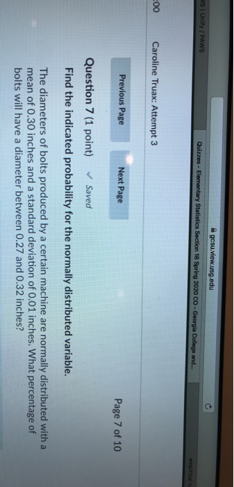 Solved gosu.view.usg.edu VS Unity / PAWS Quizzes - | Chegg.com