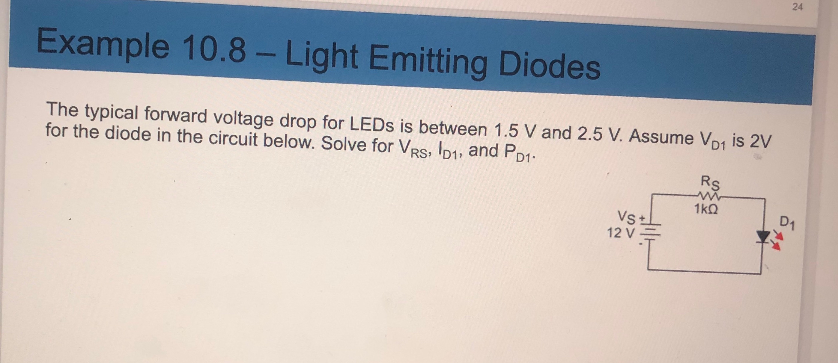 Solved Example 10.8 - ﻿Light Emitting DiodesThe typical | Chegg.com