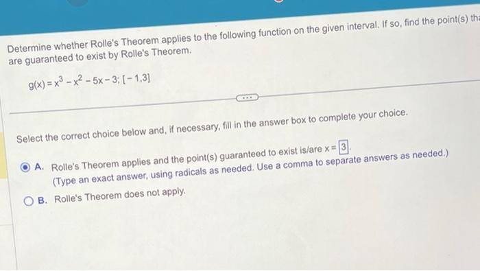 Solved Determine whether Rolle's Theorem applies to the | Chegg.com