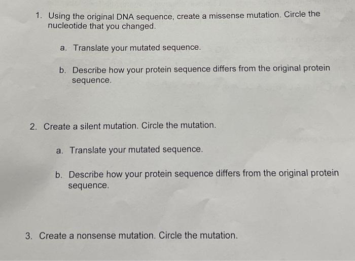 Solved Original Coding Dna Sequence 5 A Tcgtttatggtc A C C