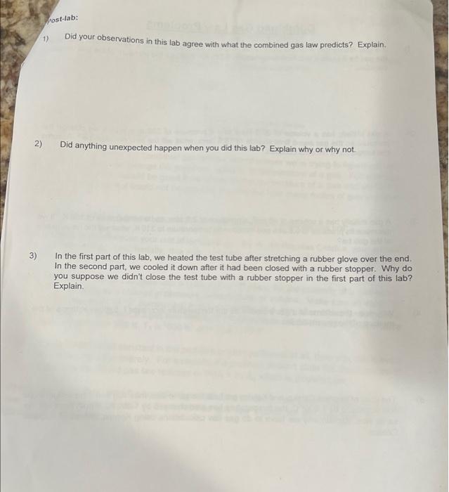 Solved Combined Gas Law Lab The combined gas law allows us | Chegg.com