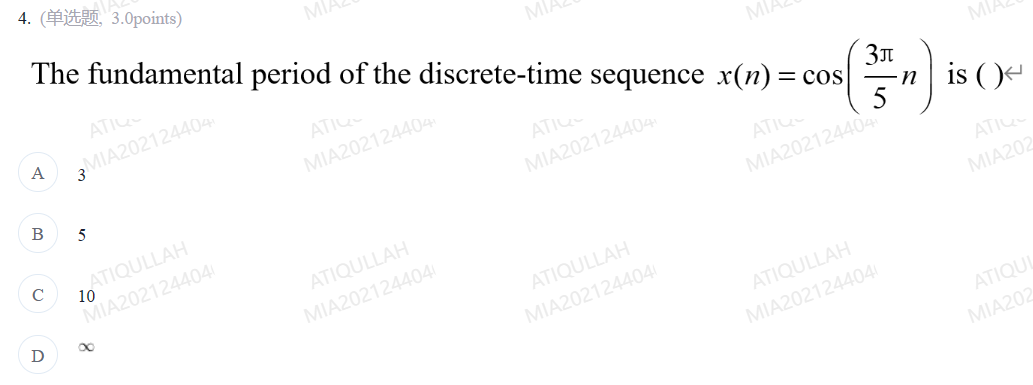 Solved The fundamental period of the discrete-time sequence | Chegg.com