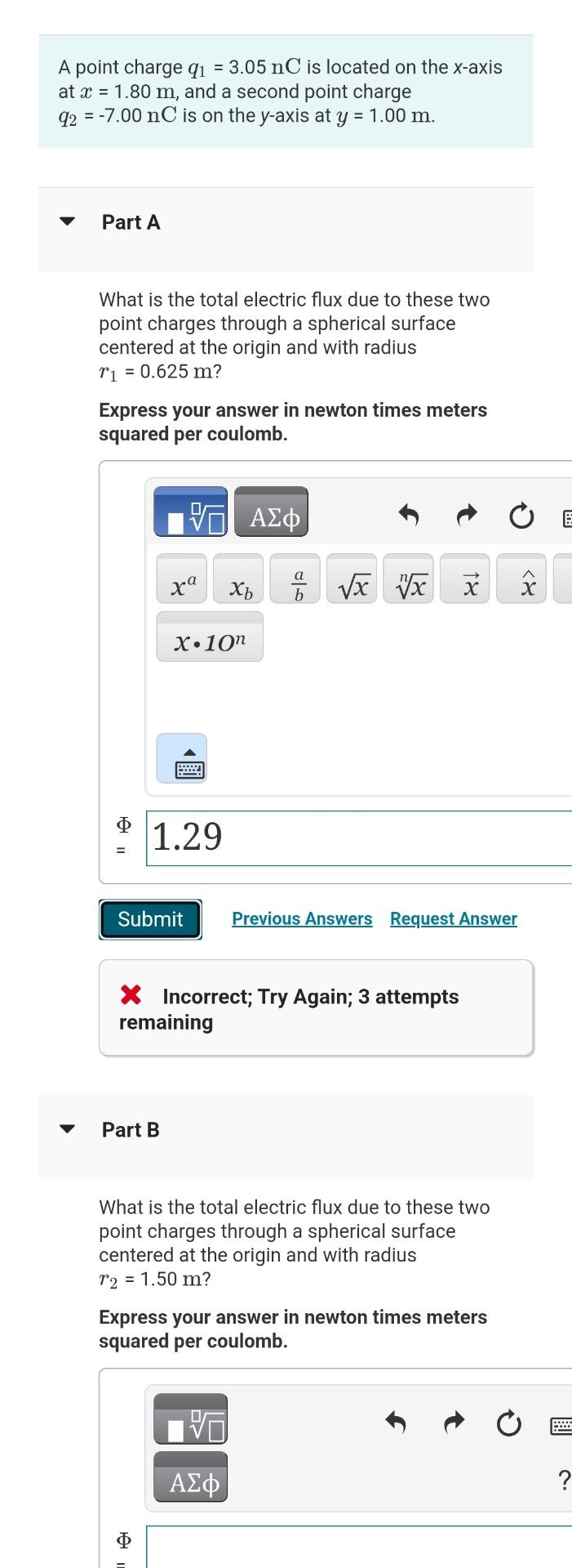 Solved A point charge q1=3.05nC is located on the x-axis at | Chegg.com
