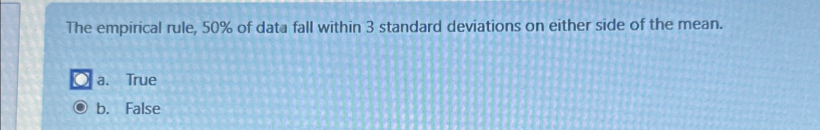 Solved The empirical rule, 50% ﻿of data fall within 3 | Chegg.com