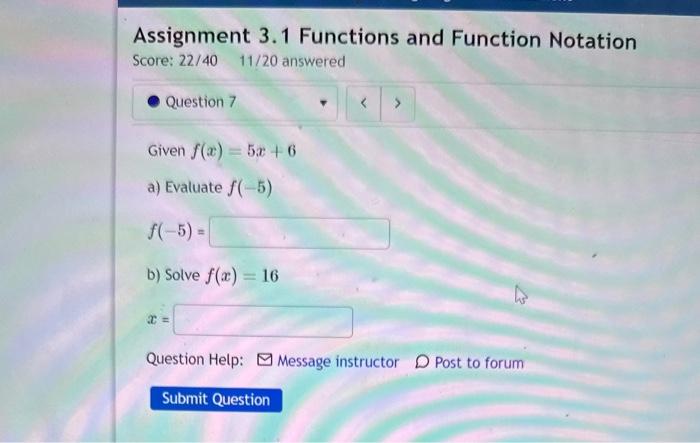 Solved Assignment 3.1 Functions and Function Notation Score: | Chegg.com
